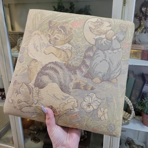 Vintage | Accents | Cottagecore Wooden Anthromorphic Kitten Tapestry ...